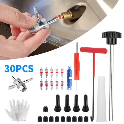 30pcs Quick Change Car Tire Valve Tool Kit Replacement w/ TR413 4-Way ...