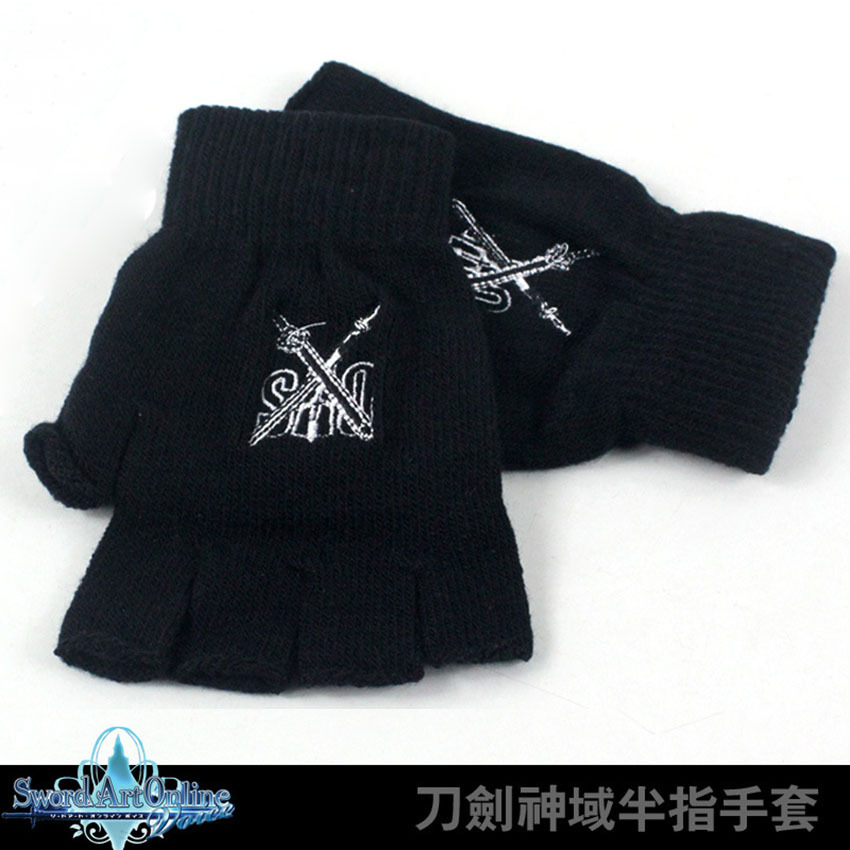Anime Sword Art Online SAO Half Finger Plush knit Gloves Winter Cosplay ...