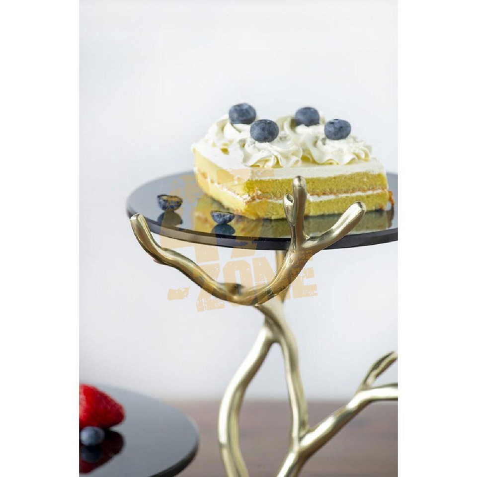 2 Tier Cake Stand Gold Black Dining Room Tabletop Dinnerware ...