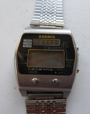 XERNUS CHRONO ALARM SOLAR - 1978 DIGITAL WATCH - LCD WRISTWATCH -SPARES ...