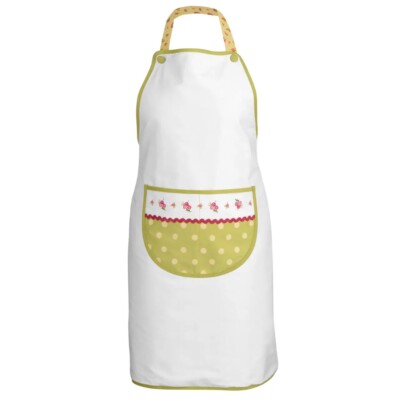 Rose Cottage Apron 100% Cotton Crisp White Finish Polka Dot Pocket ...