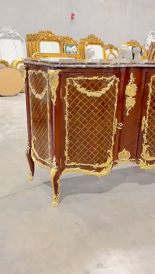 Brown Commode Cabinet Gold Details French Louis XVI Style Furniture ...