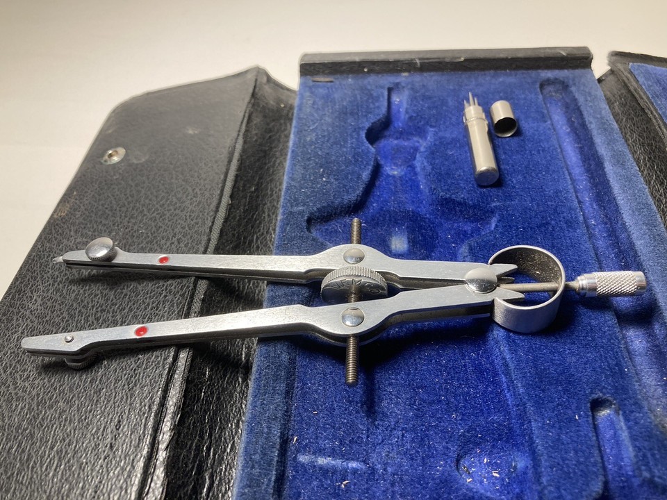 Vintage Vemco Brand Metal Drafting Compass w/ Case & Pencil Tips | eBay