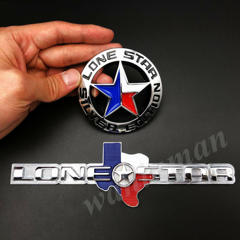 2pcs Metal Lone Star Texas Edtion Car Trunk Rear Emblems Badges Decal ...