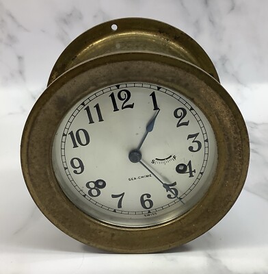 Vintage Sea-Chime Swiss Brass Maritime Ship’s Clock - As Is, Not Tested ...