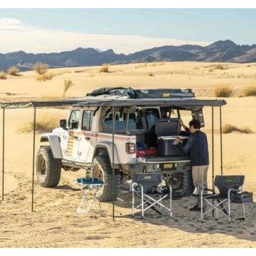 Smittybilt Overlanding 270 Degree Awning Roof Rack Mounted Grey 600D ...