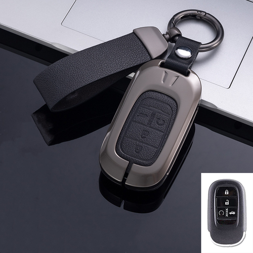 Zinc Alloy Leather Car Key Fob Case Cover For Honda Civic HR-V CR-V ...