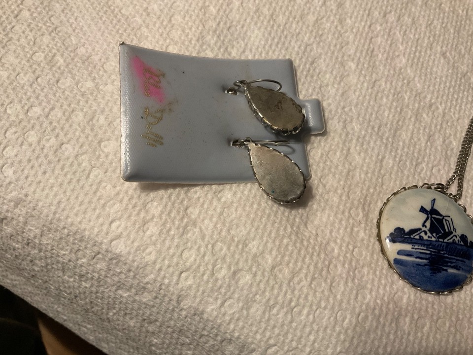 Delft windmill pendant and set vintage delph earrings. | eBay