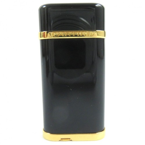 Cartier Godron Logo Oval Gas Lighter Black Gold With Case Ignition OK ...