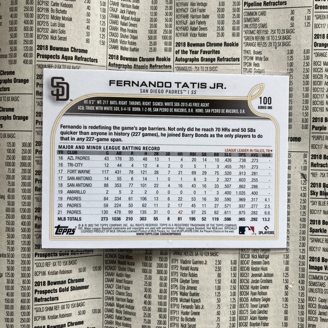 2022 Topps Series 1 - Vertical, Batting #100 Fernando Tatís Jr. for ...