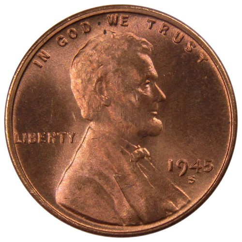 1945 S Lincoln Wheat Cent BU Uncirculated Mint State Bronze Penny 1c ...