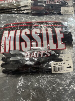 Missile Baits Serious Soft Plastics Baby D Bomb Black Red Flake Qty 7 New In Pkg | eBay