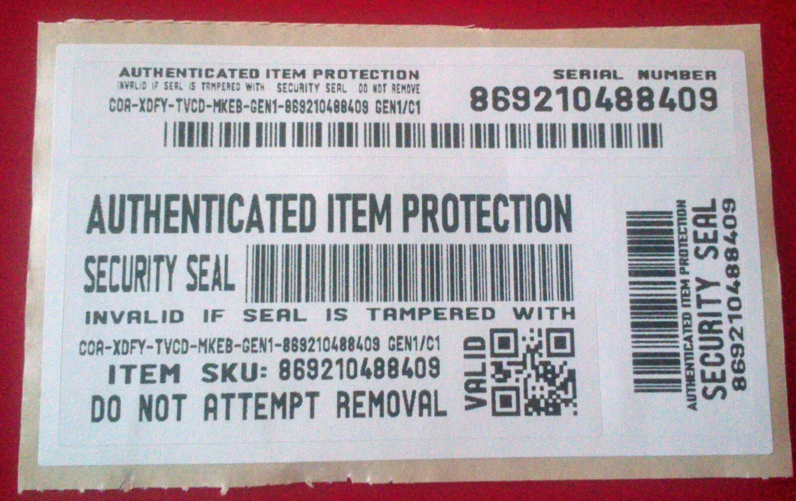 Item Protection Security Labels Stickers 3 Part Warranty or COA Labels ...