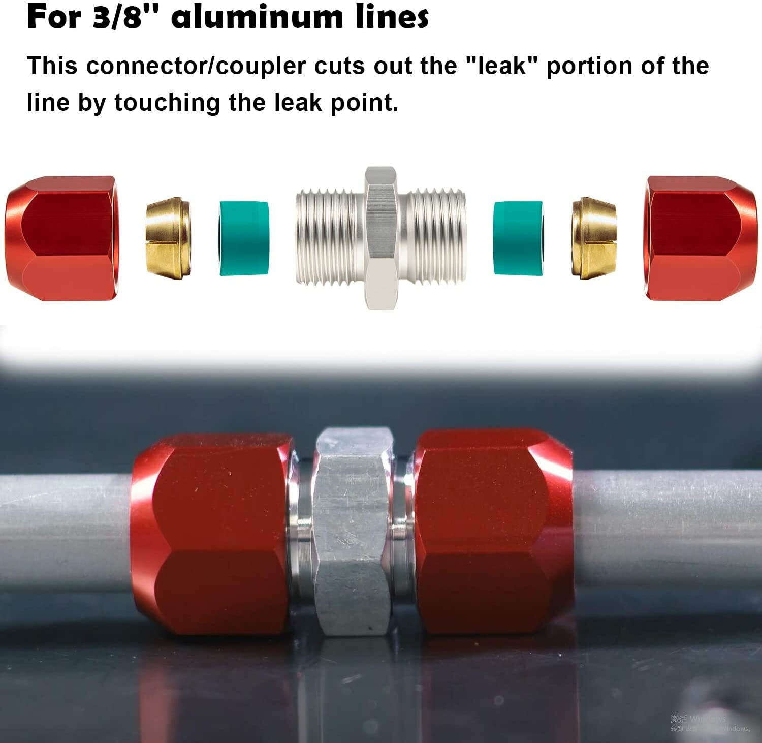 800-641 3/8'' Aluminum Line Splice Repair Kit Works for A/C, coolant ...