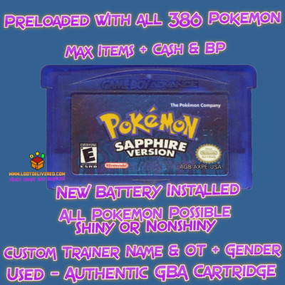 Pokemon Sapphire Authentic Gameboy Advance GBA | all 386 Pokemon | eBay