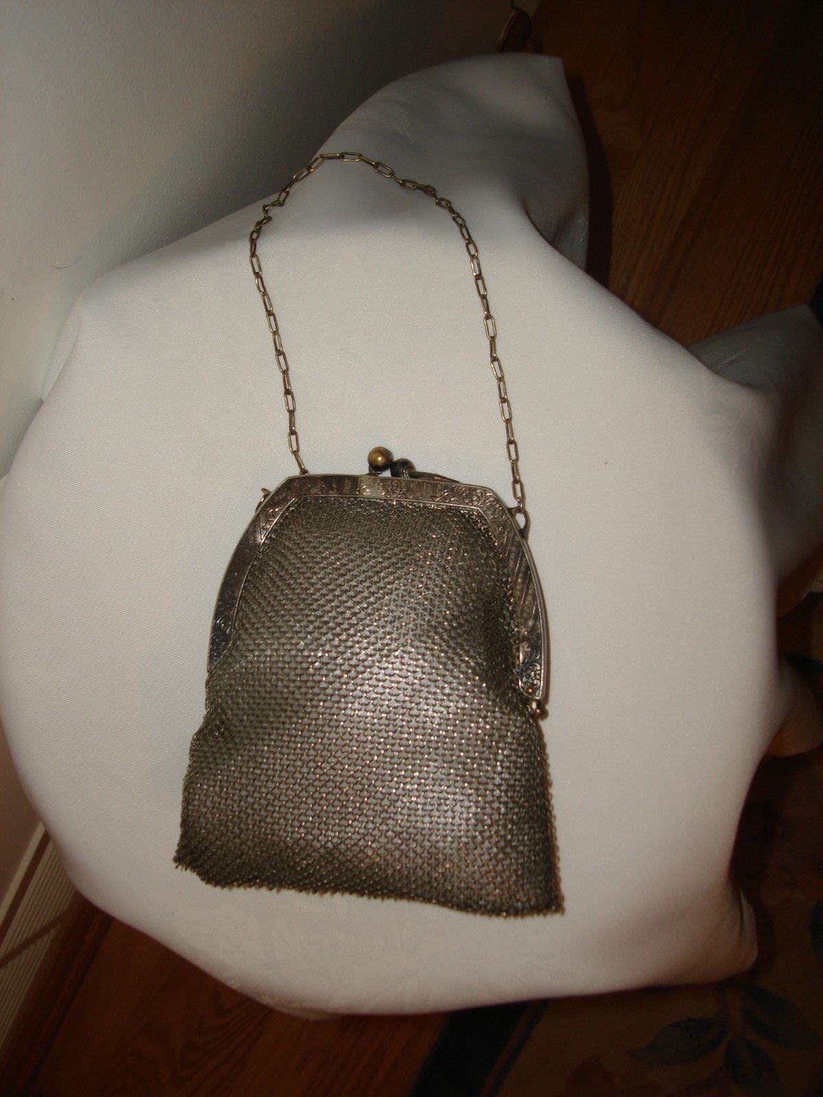 Antique Sterling Tone Ornate Mesh Purse Chain Handbag Wire Woven ...