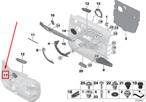 NEW BMW X1 F48 DOOR PANEL BUTTON TRIM 7417556 51417417556 ORIGINAL | eBay