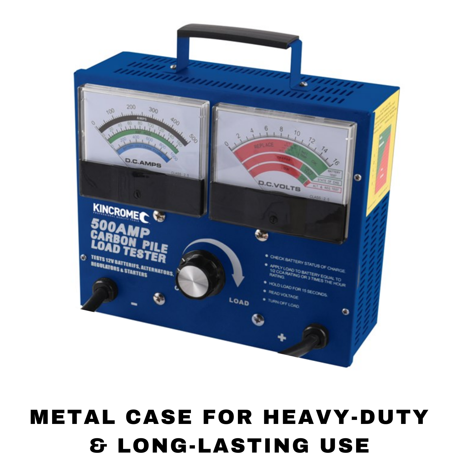 Kincrome Battery Load Tester Carbon Pile 12V 500 Amp Meters Test 160Ah ...