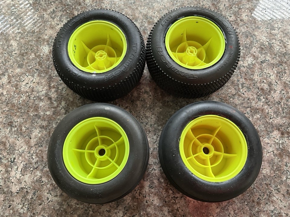 Vintage Team Losi FR/RR Wheels With Team Losi A-7507 A-7641 Tires XXXT XXT | eBay