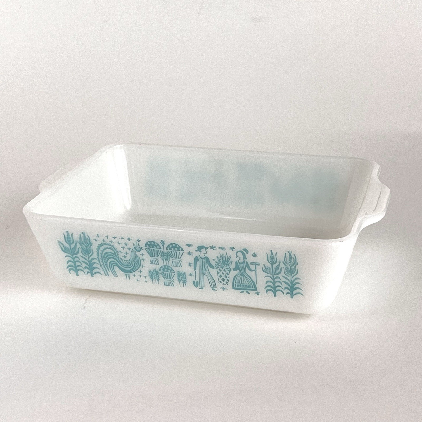 Vintage Pyrex 0503 Turquoise 1 1/2 Qt Amish Butterprint Refrigerator Dish