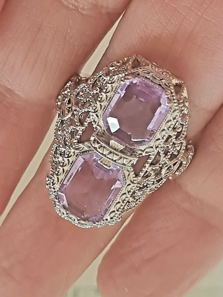 Beautiful Art Deco Style Ring With Purple Crystal Stone | eBay UK