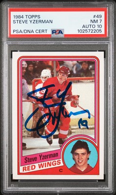 1984 TOPPS #49 STEVE YZERMAN ROOKIE RC PSA 7 AUTO 10 | eBay
