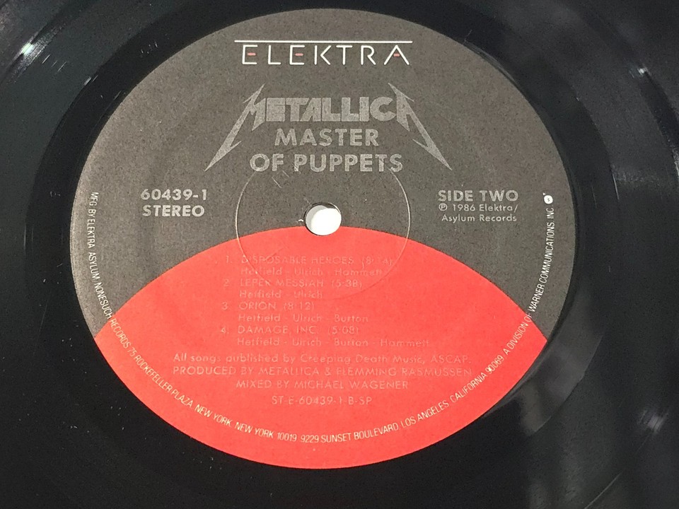 Metallica Master Of Puppets Vinyl Record 1986 Elektra 60439-1 | eBay