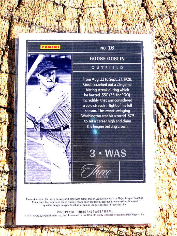 Goose Goslin 2022 Three and Two #’d 87/99 St Louis Browns, Wash ...