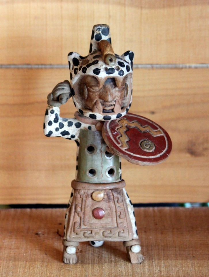 Aztec Mexico Pre Columbian Style Ocelotl Jaguar Warrior Figurine | eBay