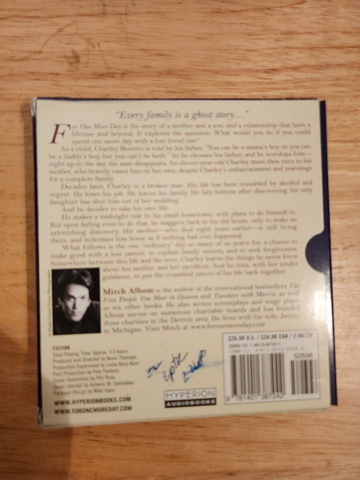 Mitch Albom, For One More Day, "Family Ghost Story", AUDIO BOOK, 3 CDs ...