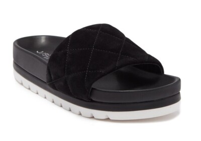 J/SLIDES QUILTED ONE BAND JSLIDE BLACK SLIDE LEATHER SANDAL SIZE 6 $125 ...