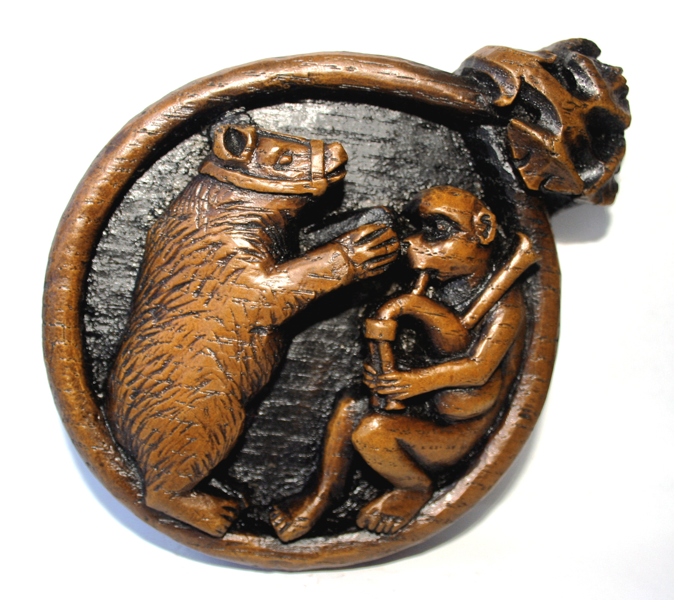 Musical Medieval Plaque Dancing Bear Monkey Bagpipes Cathedral church ...