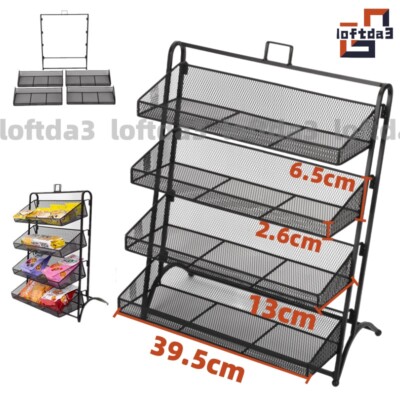 4 Tier Shop Display Basket Rack Metal Basket Stand Retail Store Storage ...