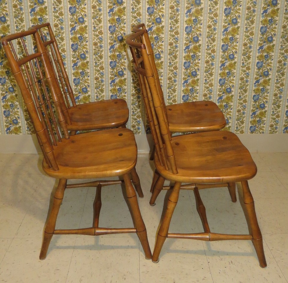Set of 4 Ethan Allen Birdcage Side Chairs Circa 1776 Maple 18 6801 Made ...