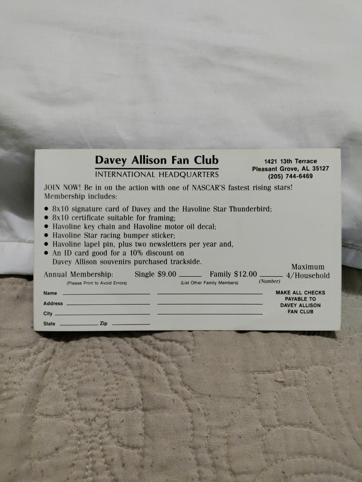 Nascar Legend #28 Davey Allison 4x7 Racing Photo Card | eBay