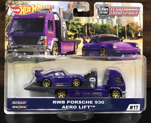 Hot Wheels PORSCHE RWB 930 PURPLE + AERO LIFT TRUCK Team Transport VHTF ...