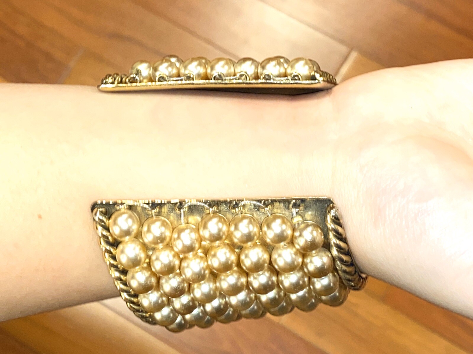 Vintage Edouard Rambaud Paris Couture Gold Rope Pearl Cuff bracelet ...