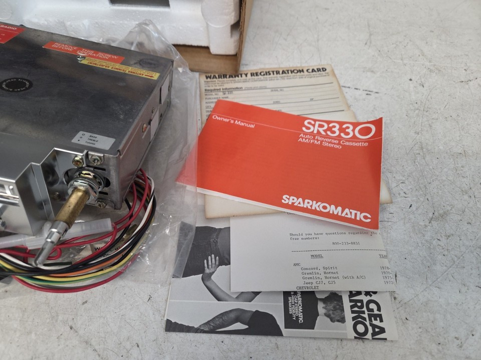 Vintage NOS Sparkomatic SR330 Cassette Tape Player AM/FM Car Stereo 12 ...