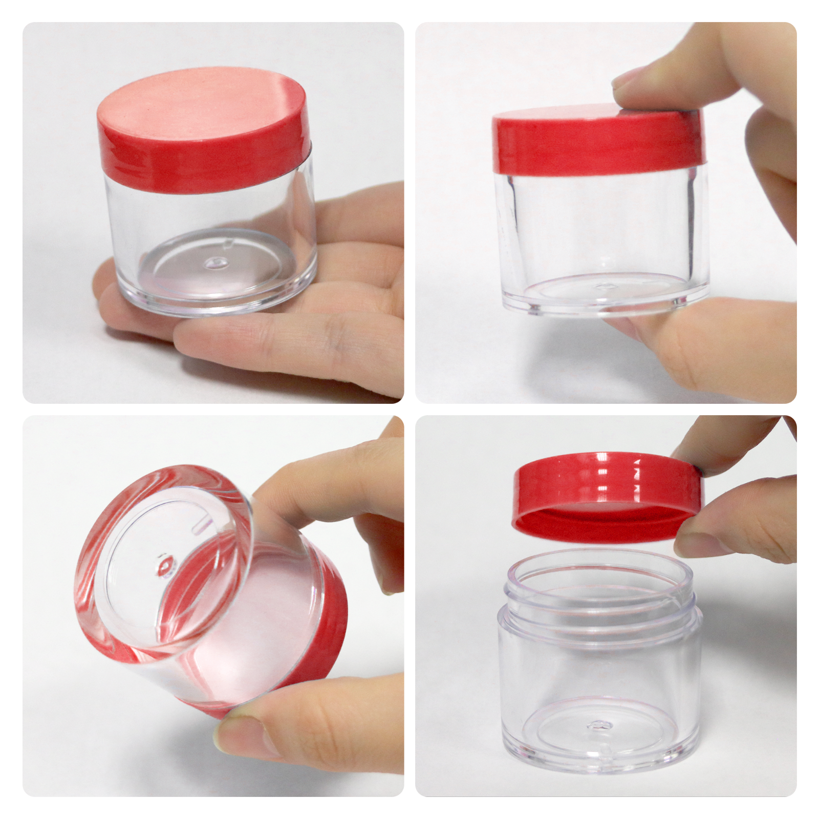 12 Pieces 30G/30ML Round Cosmetic Sample Pot Jars Container Red Lids ...