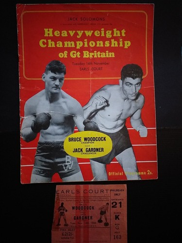 VINTAGE BOXING PROGRAMME BRUCE WOODCOCK 1950 EARLS COURT and TICKET ...
