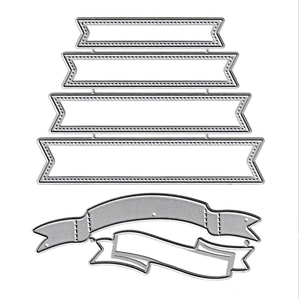 6Pcs Banners Cutting Dies, Bookmarks Ribbon Lable Tag Layering Die Cuts ...