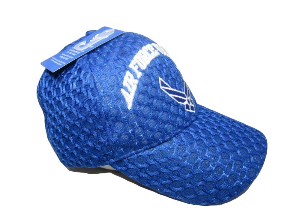 US Air Force Veteran Wings Mesh Textured Royal Blue Embroidered Cap Hat ...