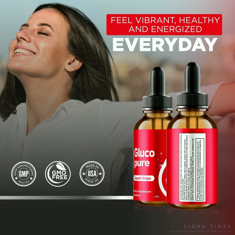 (3 Pack) Gluco Pure Liquid Drops, GlucoPure Blood Sugar & Pressure ...