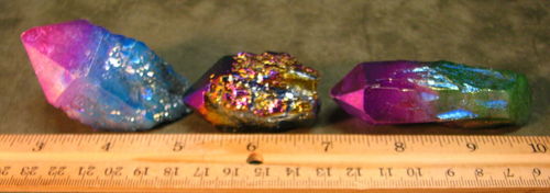 3 COLORFUL NATURAL QUARTZ CRYSTALS TITANIUM PLATED 198g BRAZIL #350 | eBay