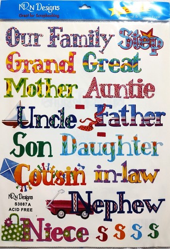 FAMILY WORDS Stickers (37pc)NRN Design•Mom•Dad•Grandma•Grandpa •Baby ...