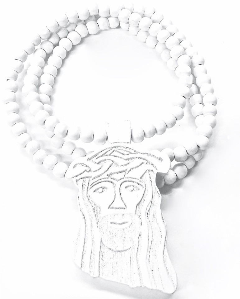 Jesus New Wood Style Pendant with 36 Inch Bead Chain or Jesus Rosary ...