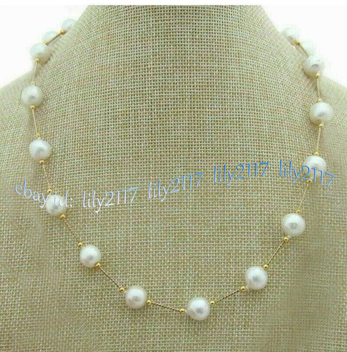 Natural 9-10mm South Sea White Baroque Edison Pearl Station Necklace 14 ...
