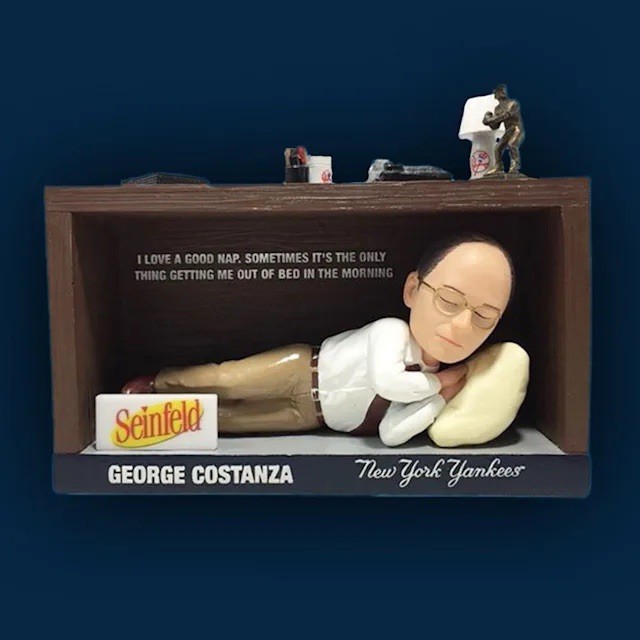 NY YANKEES GEORGE COSTANZA SLEEPING UNDER DESK BOBBLEHEAD SGA SEINFELD ...