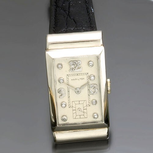 Platinum Hamilton Covered Lugs Rectangular Diamond Dial Wrist Watch | eBay