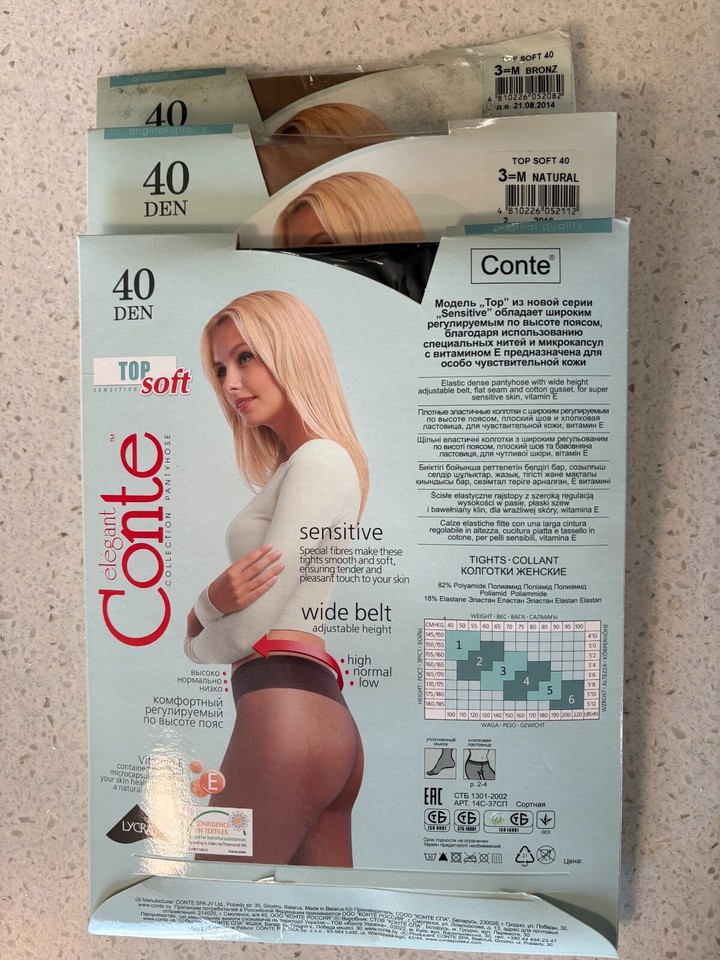 Conte Top Soft 40 den - Wide belt Microfibre Women Pantyhose 3 pair lot | eBay